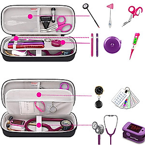 BOVKE Stethoscope Case fits 3M Littmann Classic III Monitoring Stethoscope, Lightweight II S.E, MDF Acoustica, Cardiology IV Diagnostic Stethoscope Holder with Pocket for Nurse Accessories, Black