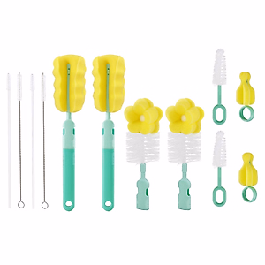 6 Pack Baby Feeding Bottle Brush and Nipple Cleaner with Hook Kids Water Bottle Brush Set Long Handle Narrow Neck Glass Bottle Kitchen Washing Straw Cleaning Brush (6 Pack * 2)