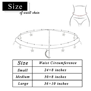 Wriidy Layered Moon Star Waist Chain Beads Silver Belly Chain Body Chains Jewelry Accessories for Women