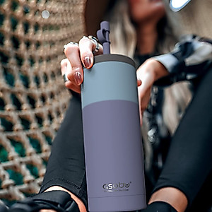 asobu Sippy Double Wall Stainless Steel Tumbler with Silicone Flexible Straw, 20 Ounces (Pastel Purple)