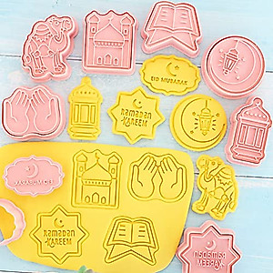 Wedding Cake Cookies Eid Mubarak Ramadan Cookie Molds: 8Pcs Cookie Cutters Islamic Muslim Biscuit Fondant Cake Chocolate Candy Silicone Ramadan Decorations