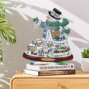 Alloyseed Christmas Diamond Painting Tabletop Kit Diamond Art Table Top Ornament 5D DIY Diamond Painting Kits Xmas Decor Desktop for Home Office Decor Adults Beginner DIY Crafts Gift for Christmas