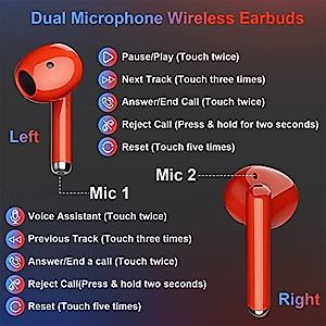 TITACUTE Wireless Earbuds Bluetooth 5.3 Headphone for Samsung S23 Ultra Low Latency Dual Mic Clear Noise Canceling in-Ear Earphone for iPhone 14 Pro Max 13 11 Galaxy A53 S22 S21 A14 Pixel 6 7 Android