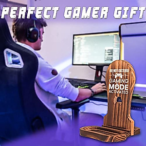 CryCarrot Gamer Gifts for Teenage Boys, Gaming Headphone Stand for Men, Gaming Room Decor Wooden Headset Holder, Son Boyfriend Husband Game Lover Gifts -Don't Disturb Gaming Mode Activated
