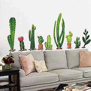 Cactus Wall Decal, H2MTOOL Desert Decor Removable Nursery Tropical Plants Stickers for Kids Living Rooms Office (Cactus)