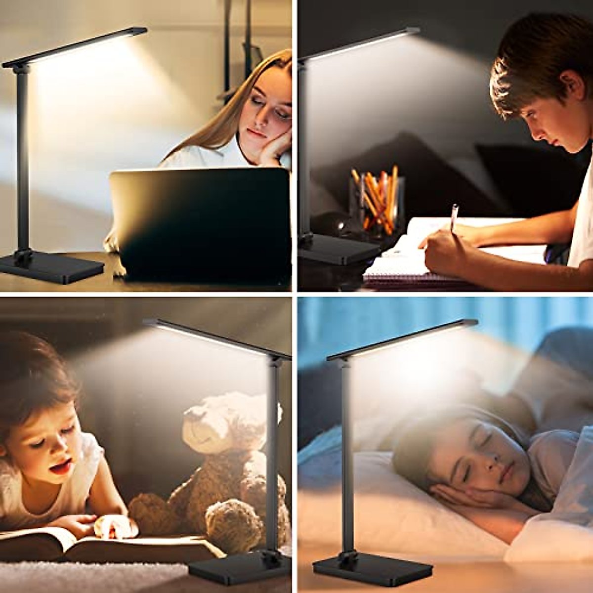 Pro Eye-Caring Natural Light Touch Table LED Desk Lamp with Dual Usb Sockets forCharging Multiple Devices, Powerful5 Color, Brightness Levels and 90pcs Lamp Beads are Stable,Office Reading,Studying