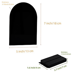 xinwant 5x7 Inch Arch Acrylic Sign with Stand,15Pack Blank Arch Acrylic Table Signs with Base for DIY Wedding Table Numbers, Arched Wedding Signage, Events& Parties (Black)
