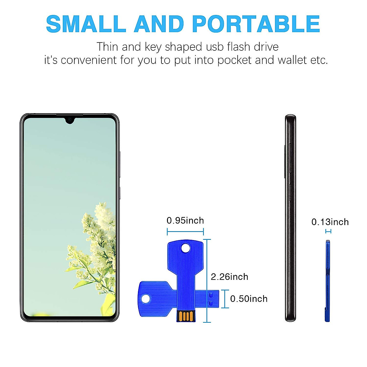 RAOYI 10 Pack 2GB USB Flash Drive USB 2.0 Metal Key Shape Memory Stick Thumb Drive Pen Drive-Blue