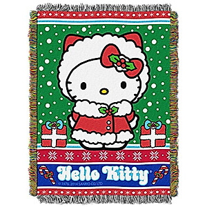 SANRIO Hello Kitty, "Snow Kitty" Woven Tapestry Throw Blanket, 48" x 60", Multi Color
