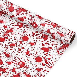 JarThenaAMCS Halloween Wrapping Paper -Mini Roll- 17in x 32.8Ft Bloody Handprint Gift Wrap Paper for Trick or Treat Birthday Party Wrapping Supplies