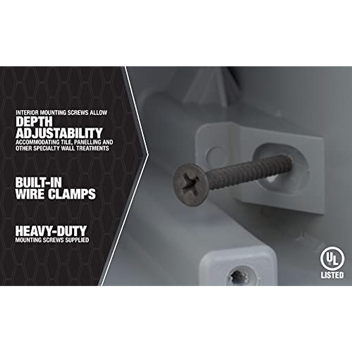 Southwire MSB1G One Device Adjustable Depth, Heavy Duty 42lb. Mounting Screws Included 1-GANG PVC ELECTRICAL BOX, Gray