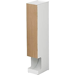 YAMAZAKI Home Dispenser-Bathroom Storage Holder Stand | Steel + Wood | Tall | Toilet Paper Stocker, Ash