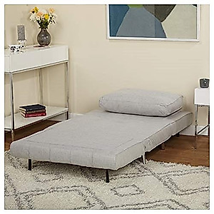 Target Marketing Systems Victor Convertible Futon Bed, Modern Upholstered Armless Folding Loveseat with Pillow, Sleeper Couch for Living Room, Bedroom, Apartment and Dorm, 42.5-72.4", Gray