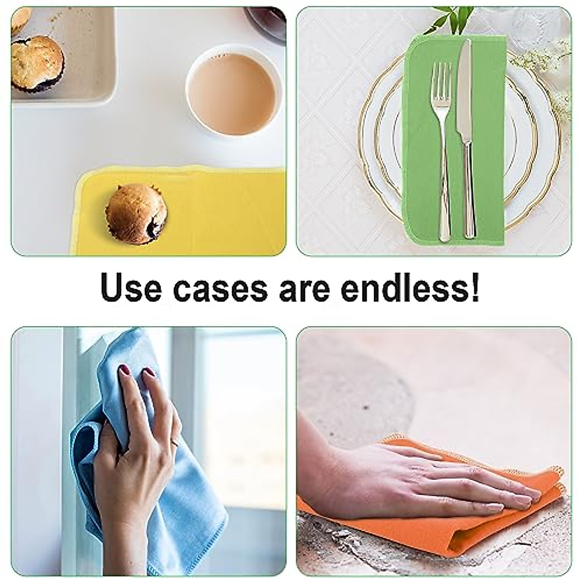 50PSC Reusable Paper Towels Washable Roll Super Absorbent Cotton Cloths Paper Towels Reusable Washable Kitchen Paper Towels for Household Cleaning(Multi Colors, Solid Style)