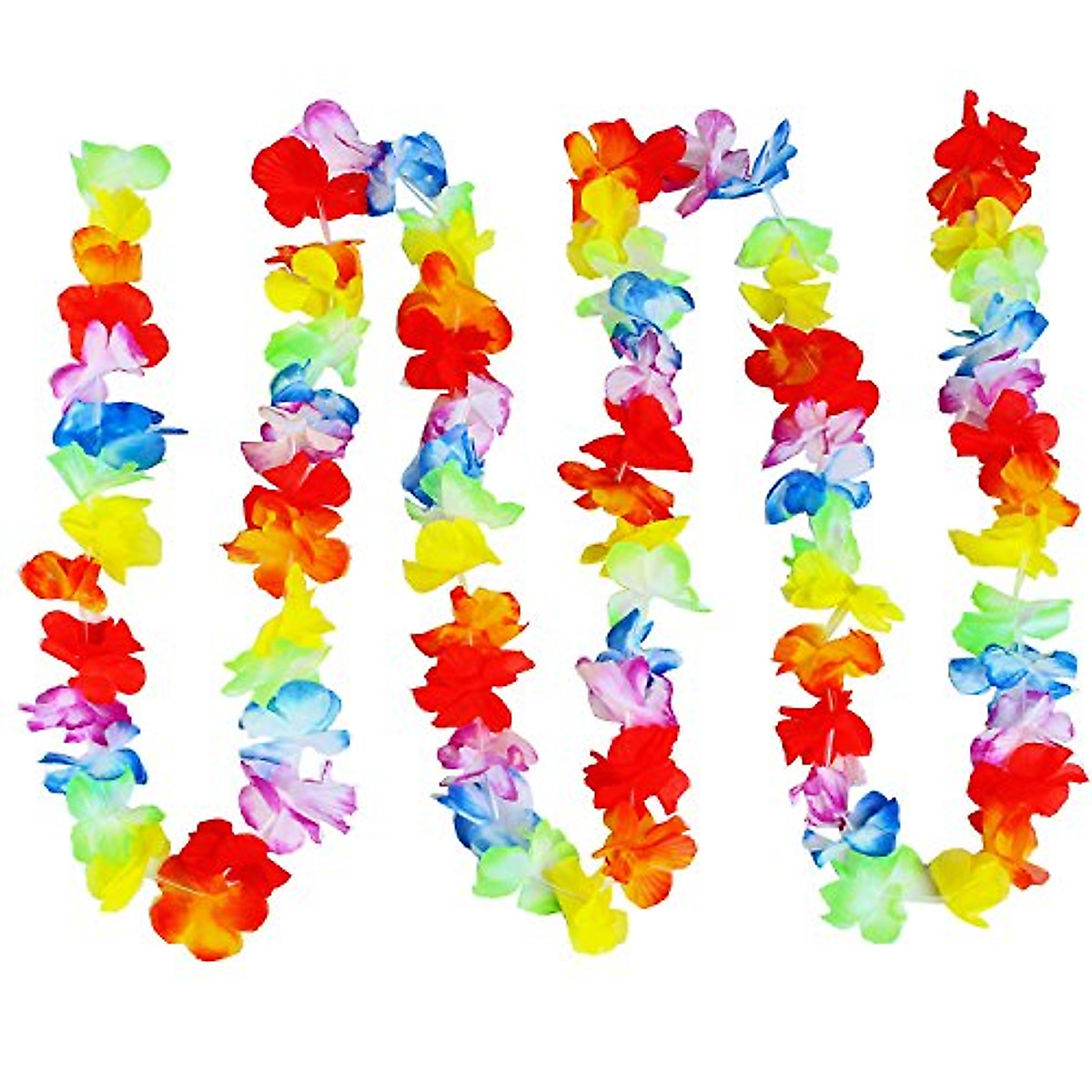 Aneco 6 Packs Colorful Hawaiian Luau Tropical Flower Lei Garland Party Decorations Hawaiian Tropical Party Supplies ,10 Feet Each