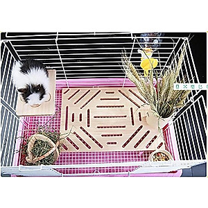 Hypeety Rabbit Wood Foot Pad Toy Small Animals Bunny Chinchilla Guinea Pig Rabbit Totoro Scratch Cage Supplies Safe Non-Toxic Pine Wood Board Chew Toy Mat Bed