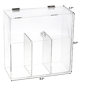 Okllen Makeup Brush Holder with Dustproof Lid, White Pearls, Acrylic Clear Makeup Brush Organizer with 3 Compartment, Large Cosmetic Brush Storage Box Case for Vanity, Bathroom, Bedroom