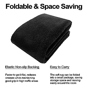 LIVEBOX Fluffy Shaggy Area Rug for Living Room,4x6 Feet Black Shag Washable Rug for Bedroom, Non Shedding and Non Slip Nursery Rug for Kids Baby,Faux Wool Rug Carpet for Teen's Room