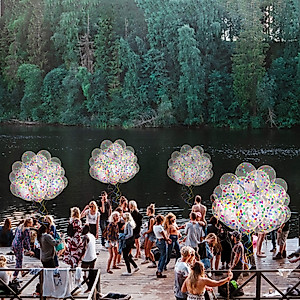 60 Pack Dandy Decor Rainbow Confetti Balloons w/Ribbon | Rainbow Balloon | Party Balloons | Helium Balloons | Multi Colored Balloons | Birthday Balloons | Globos para Fiestas | Bright Balloons