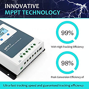 EPEVER 10A Solar Charge Controller MPPT Solar Panel Charge Controller 12V / 24V Auto Working Max PV 100V Solar Charge Battery Regulator with LCD Display for Gel Flooded Sealed Lithium Batteries