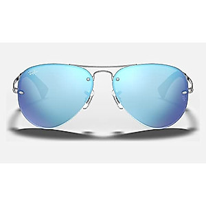 Ray-Ban RB3449 004/55 59M Gunmetal/Plastic Lens Light Green Blue Mirror Aviator Sunglasses For Men + BUNDLE with Designer iWear Eyewear Care Kit
