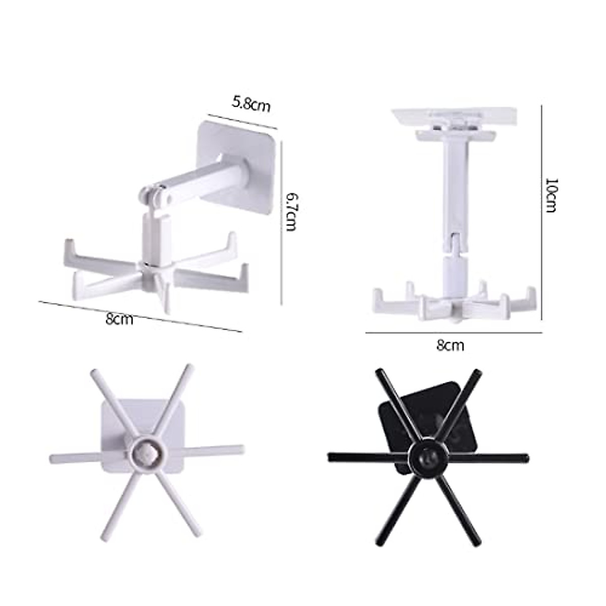 OPENDGO 4 PCS 360°Rotating Folding Hook Self-Adhesive Wall Hooks Kitchen Hooks for Hanging,Waterproof Utility Hook Towel Key Hooks,180 Degrees Vertical Flip Hook for Bathroom Kitchen Home Living Room