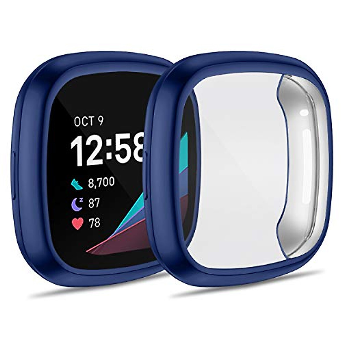 ZEBRE [4-Pack] Screen Protector Case Compatible with Fitbit Sense/Versa 3, TPU Rugged Bumper Case Cover All-Around Protective Plated Shell Accessories [Scratch-Proof] for Sense Smartwatch