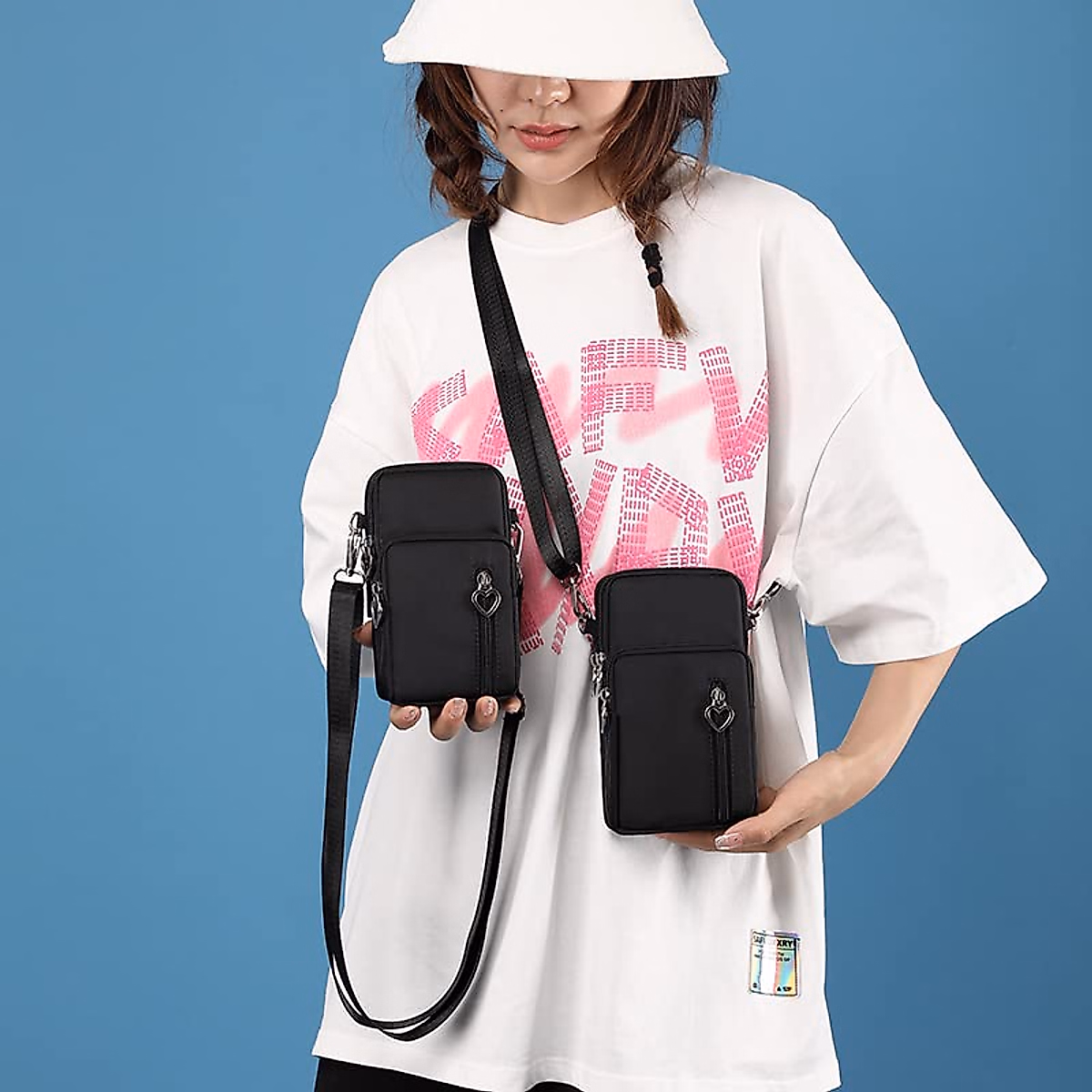 Women Roomy Crossbody Bag Cellphone Shoulder Pouch Purse For iPhone 13 Pro Max Samsung Galaxy S22 Ultra S22+ S21 Ultra S20 Ultra Note20 Ultra A52s A12 A71 A20S A51 A03s Moto G Power 2021 (Black)