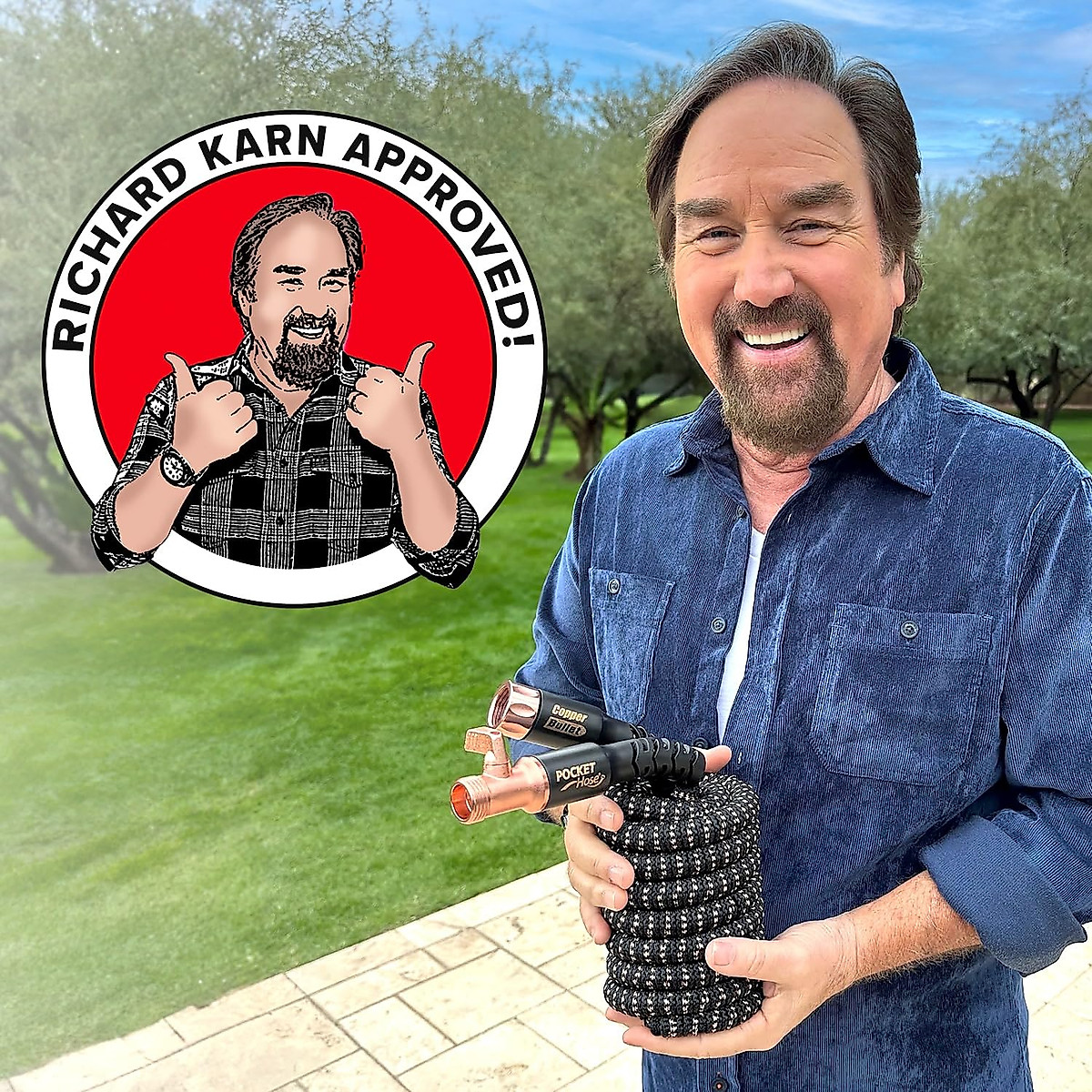 Pocket Hose Copper Bullet Expandable Garden Hose w/10 Pattern Thumb Spray Nozzle AS-SEEN-ON-TV 25 FT 650psi 3/4 in Patented Lead-Free Ultra-Lightweight Solid Copper Anodized Aluminum Fittings No-Kink