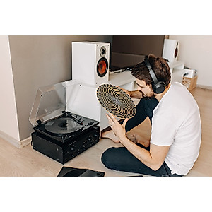 TazStudio Cork Turntable Mat for Better Sound Support on Vinyl LP Record Player - Original Geometric Design- Storm Art [3mm Thickness]-m2