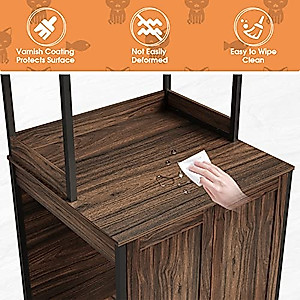 Large Cat Litter Box Enclosure Furniture for Self-Cleaning Cat Litter Box, Wood Cat Washroom Furniture with Shelves, Cat Cabinet for Smart Litter Box Size Less Than 30.7 x 28.3 x 26.0 Inch, Indoor