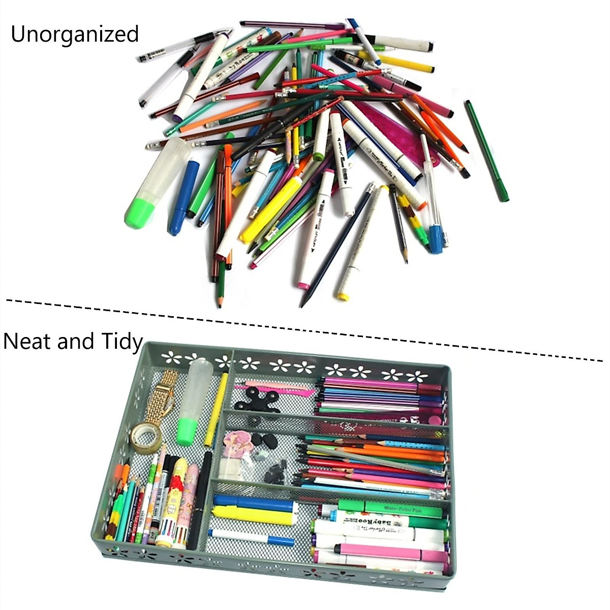 SETTFRFE Silverware Drawer Tray,Spoon and Fork Organizer,Flatware & Utensil Organizer for Kitchen Drawers,Grass Green