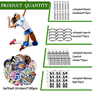 LEIFIDE 148 Pcs Volleyball Gifts Volleyball Party Favors Volleyball Team Gift Bags Bracelet Keychain Hair Ties Stickers Goodie Bags for Volleyball Birthday Decorations