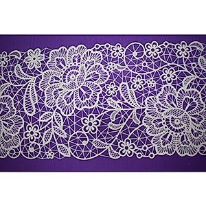 ART KITCHENWARE Flower Mesh Cake Stencils for Royal Icing Peony Cake Lace Stencil for Wedding Cake Decorating Cookie Stencils for Bakery 19"×5.12"