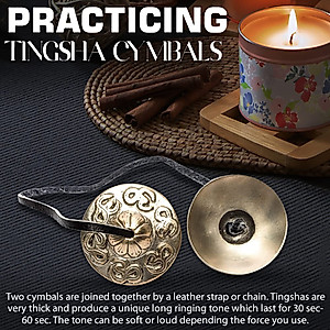 Lamatar1 Tingsha Cymbals Tibetan Buddhist Lucky symbol Embossed Meditation Yoga Bell Chime Hand made from Nepal