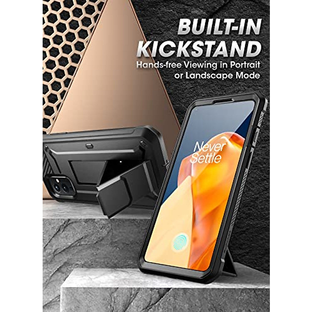 SUPCASE Unicorn Beetle Pro Series Case Designed for OnePlus 9 5G (NA Version Model:LE2115), Full-Body Rugged Holster Case with Built-in Screen Protector (Black)