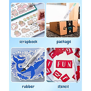 Exacto Knife Set, Bling Hobby Knife Pen with Blade Refills, Craft Cutting Tools for Scrapbooking Stencil Washi Tape Sticker Cutter, Pink