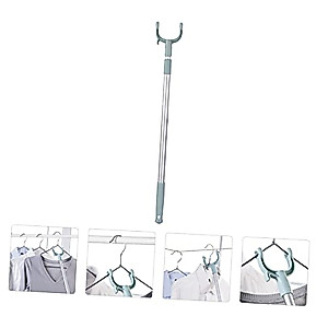 Cabilock retractable clothes rail garment pole retractable clothes pole retractable clothesline rod reach pole stainless steel hooks Home Clothes Rod Aluminum Rod Handle spring wardrobe rod