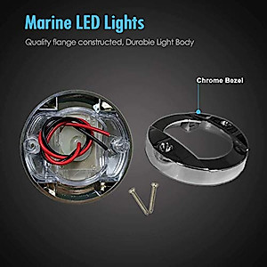 TCTAuto Blue Marine LED Lights for Boats Courtesy Cabin Stern Transom Interior Navigation Lights 3 Inch 6-2835-SMD LEDs 12V Round with Clear Lens Waterproof, Pack of 4