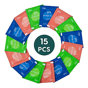 YINMIK 15 Pack PH Calibration Powder, 5 Each for PH 4.00, PH 7.00 and PH 10.01 Calibration Buffer Powder, PH Tester Calibration Packets for PH Meters