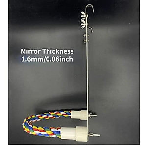 Barn Eleven Bird Mirror with Rope Perch Cockatiel Stainless Steel Mirror Parrot Swing Toys Parrot Cage Toys for Parakeet Cockatoo Cockatiel Conure Lovebirds Finch Canaries (Small)