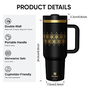 KEWIXY 40 oz Tumbler With Handle and Straw, Gloss Insulated Travel Tumbler, Fits in Cup Holder, Travel Coffee Mug with Lid, Included Leak Proof Straw Cover -Galaxy Hex