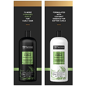 TRESemmé Flawless Curls Shampoo and Conditioner Set, Curly Hair Products with Coconut Oil Leaves Curls Defined, Sulfate Free, Frizz Free, 28 Fl Oz Ea