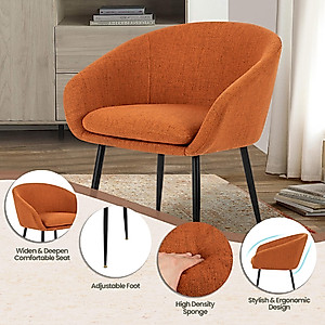 GIA Home Furniture Series Modern Linen Living Room Arm Chair with Matt Black Iron Leg, 2 Pack, Orange