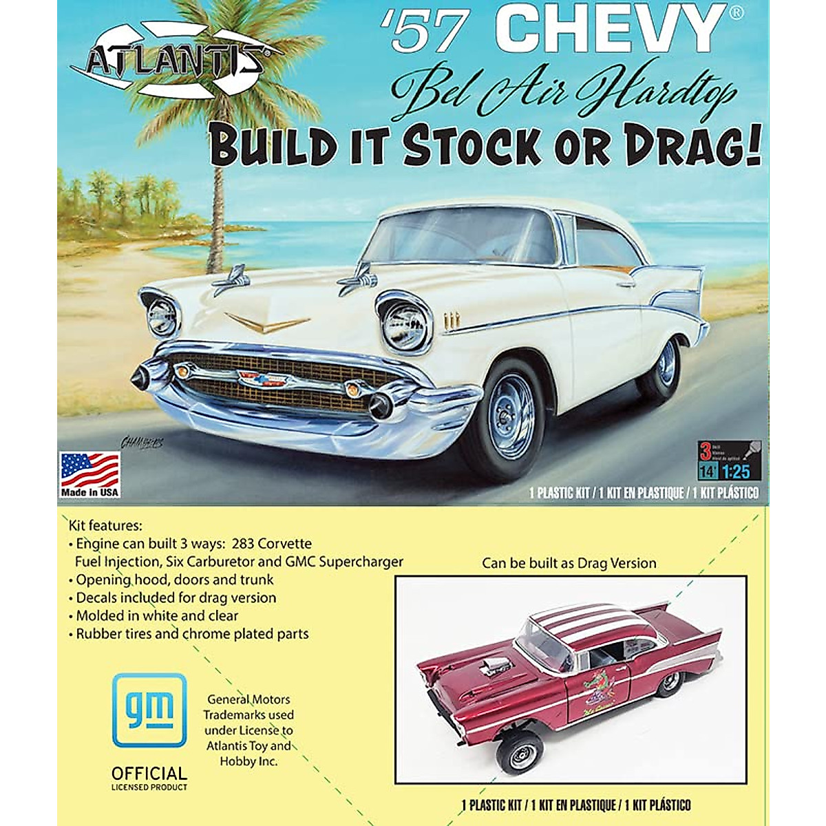 Atlantis 1957 Chevy bel air Plastic Model kit 1/25 Made in The USA