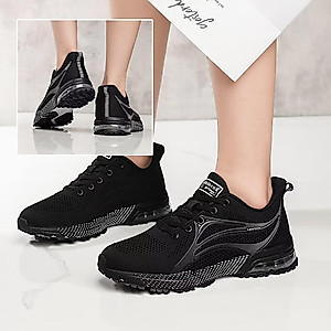 ZOOMCO Womens Air Running Shoes Non Slip Tennis Walking Shoes Women Mesh Cushion Sneakers for Gym Workout Sports Black