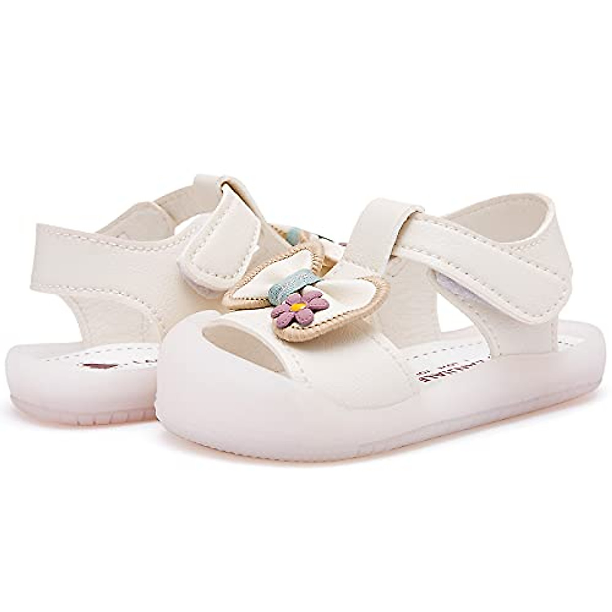 Baby Sandals Toddler for Girls Boys Girl Half Closed Toe Dress Cute Kids Infant Sport On Summer Run Walking Hiking (2.white, 15-18months)