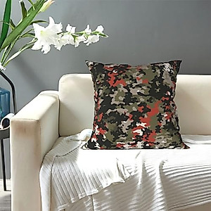 RLDOBOFE Camo Print Throw Pillow Covers Decorative Pillow Cover Square Cushion Cases Soft Cushion Cover Throw Sofa Pillow Case for Home Decor Living Room Bed Couch Car 20"x20"
