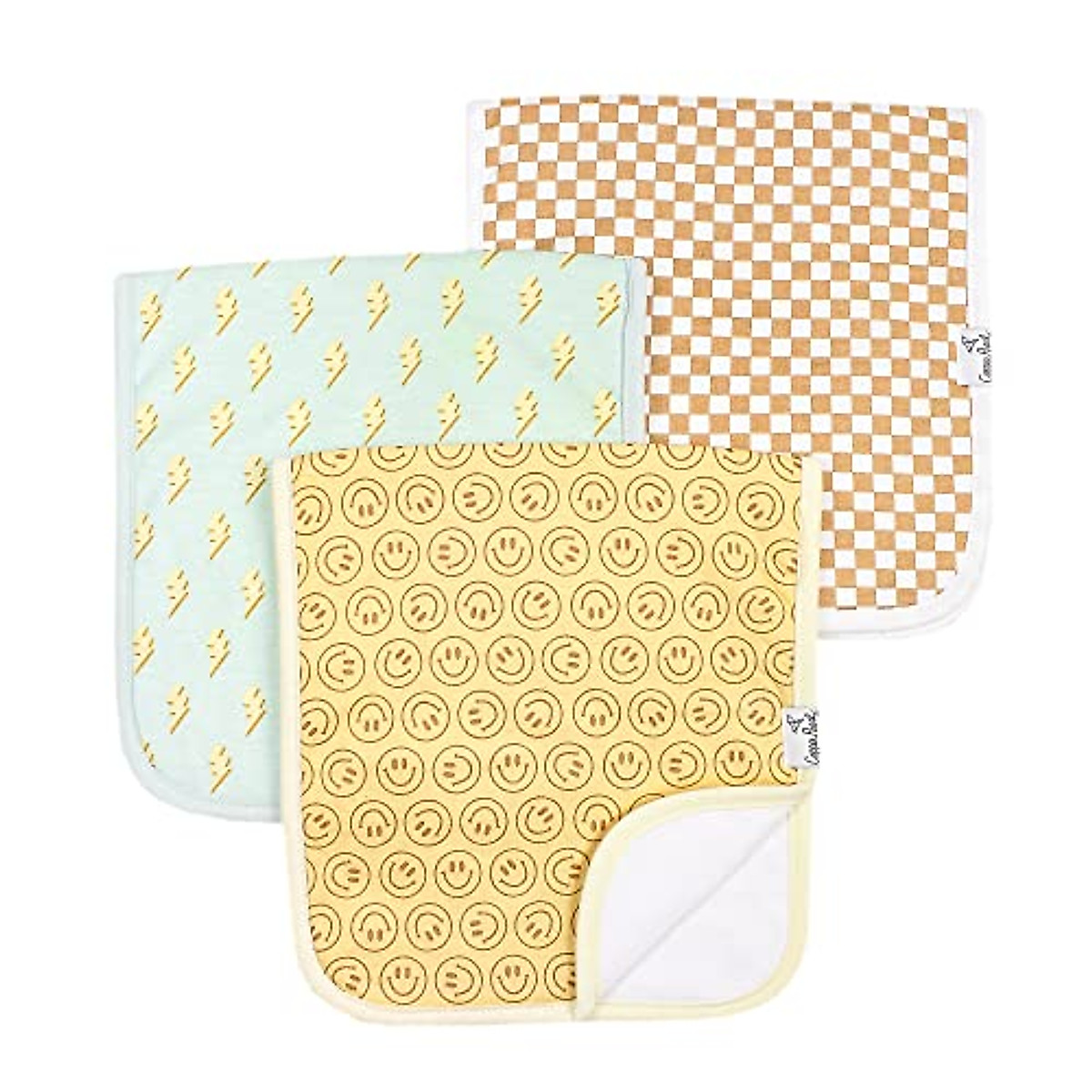 Baby Burp Cloth Large 21''x10'' Size Premium Absorbent Triple Layer 3-Pack Gift Set"Vance" by Copper Pearl