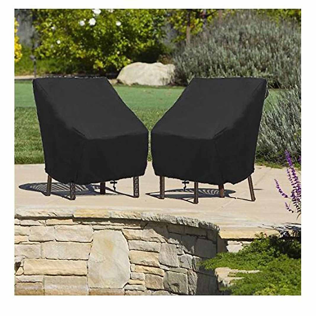 J&C Patio Chair Cover Waterproof Outdoor Chair Covers 2 Pcs Black Furniture Cover for Chairs All Season Protection Patio Chair Covers for Gardern Furniture Sets